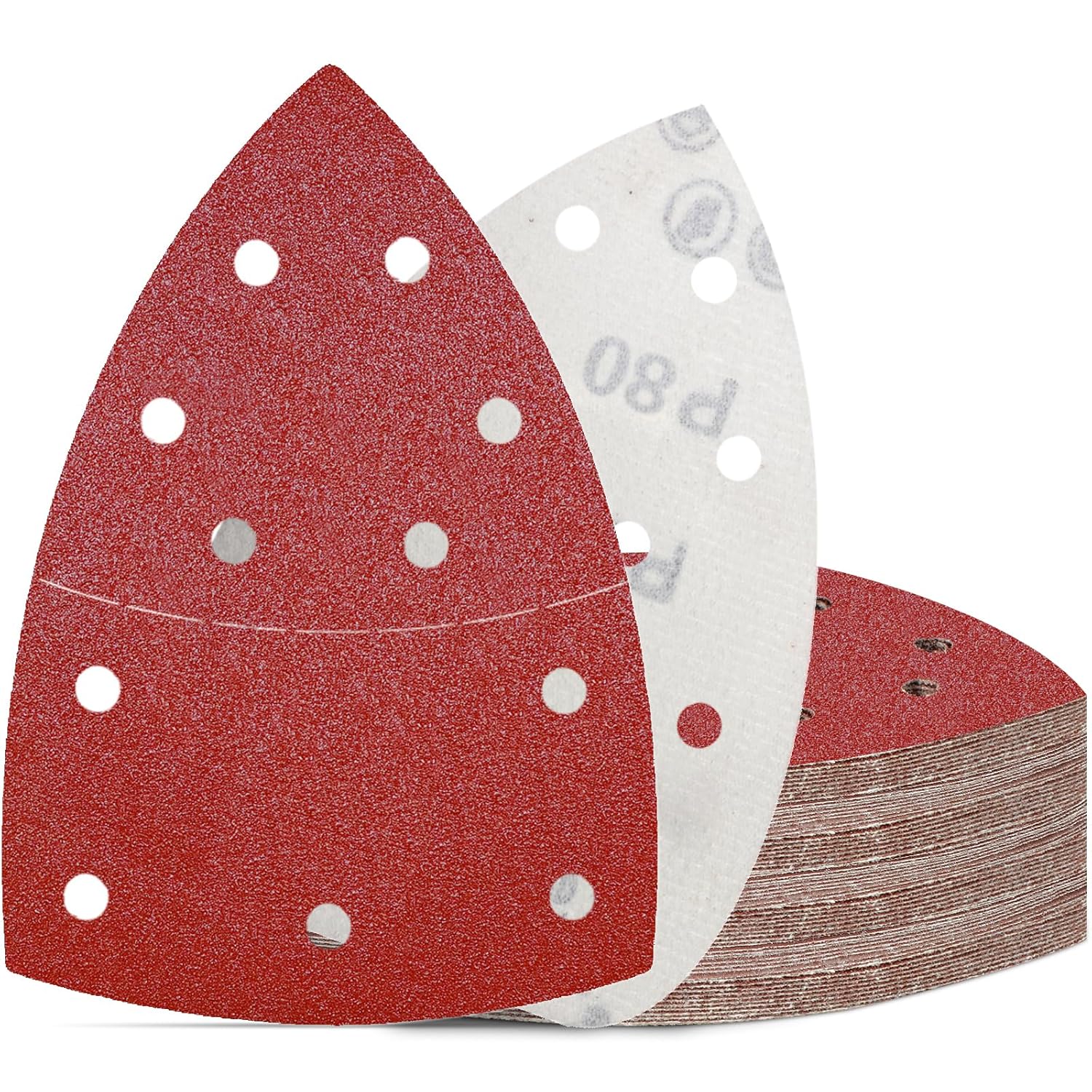 Lot de 50 disques abrasifs triangulaires à 11 trous pour ponceuse de ...