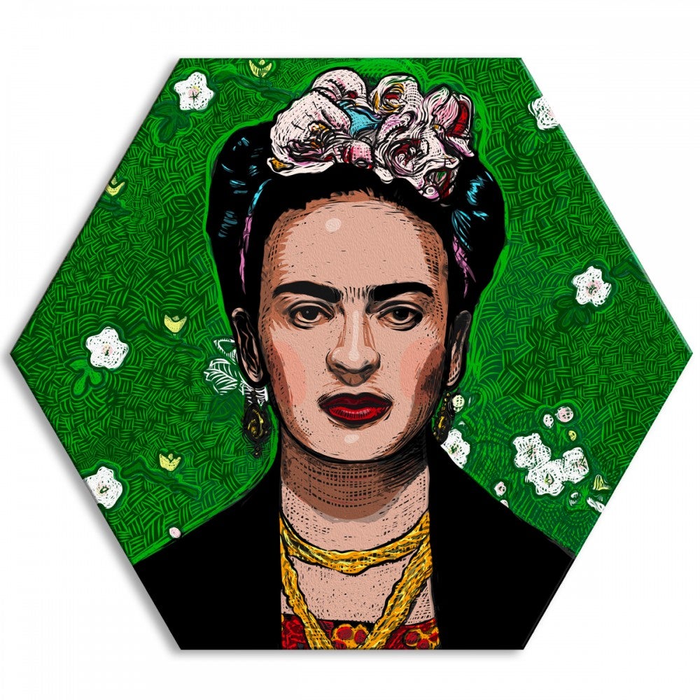 FRIDA KAHLO - Portrait Au Sol Vert - Toile Hexagonale - Impression Sur ...