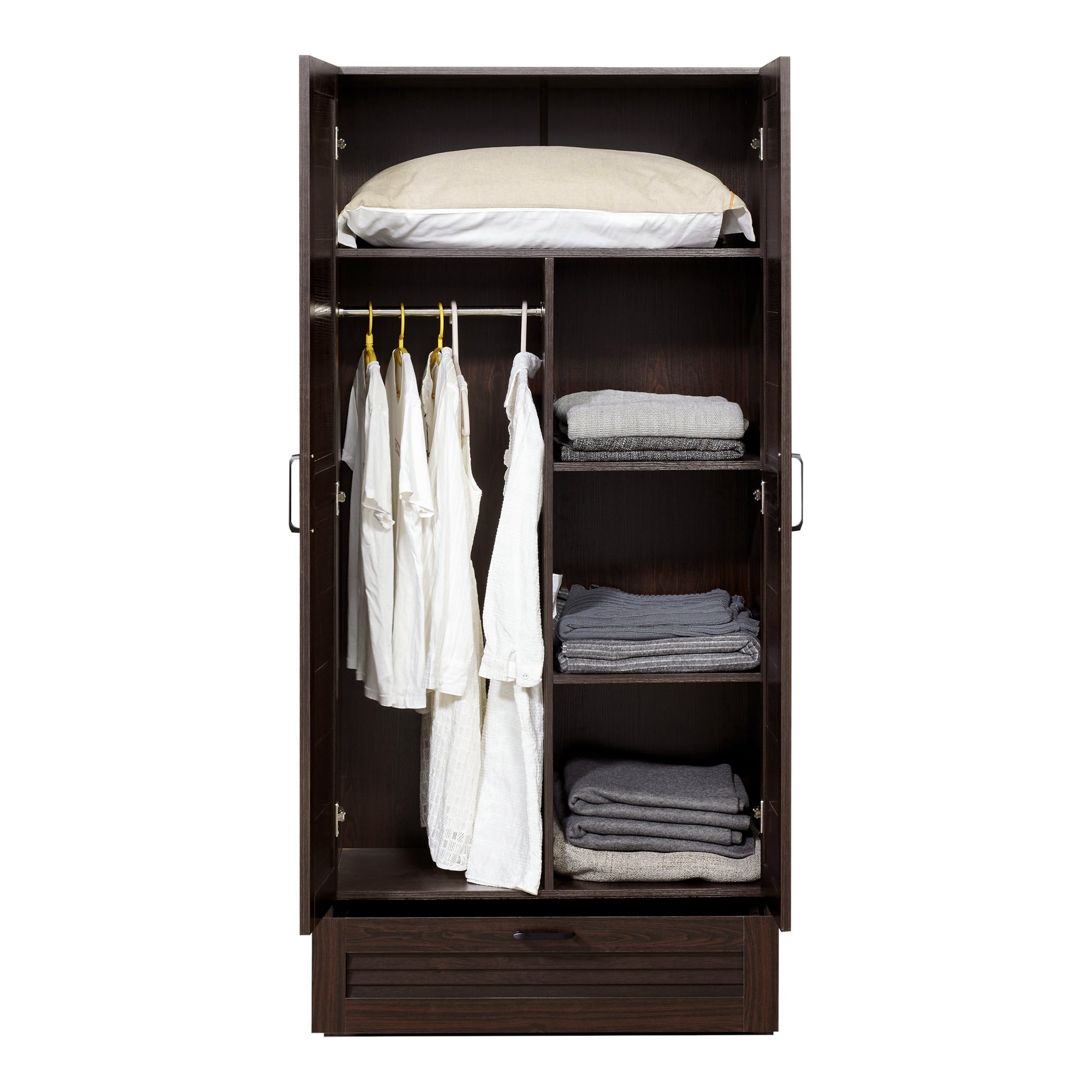 Armario Ropero Finning (2 puertas 1 perchero 4 compartimentos 1 cajón ...