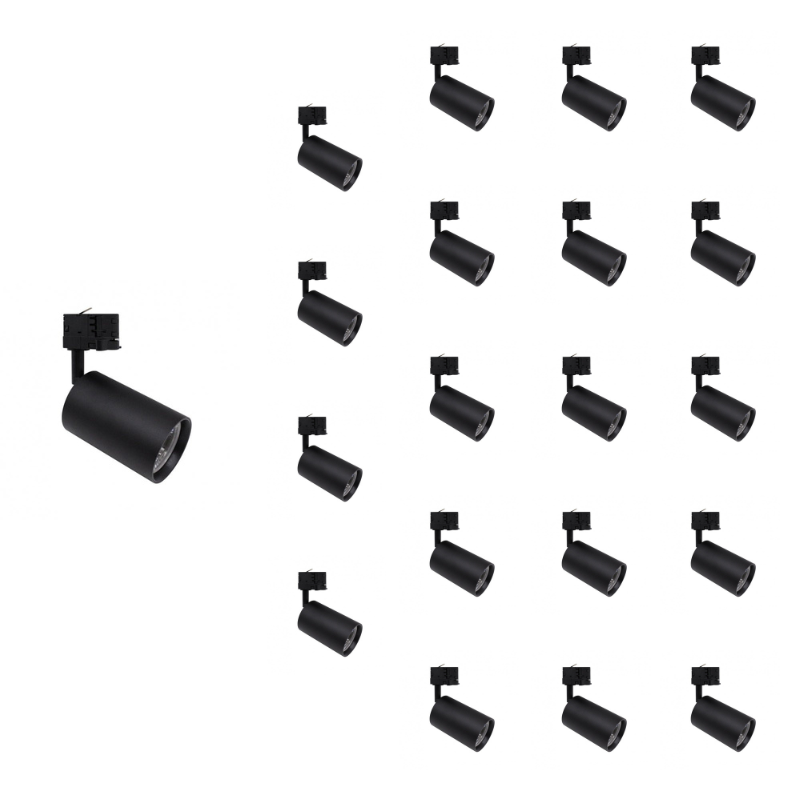 Spot LED sur Rail CCT Monophasé 30W 60° Noir - 3000K/4000K/6500K (Pack ...