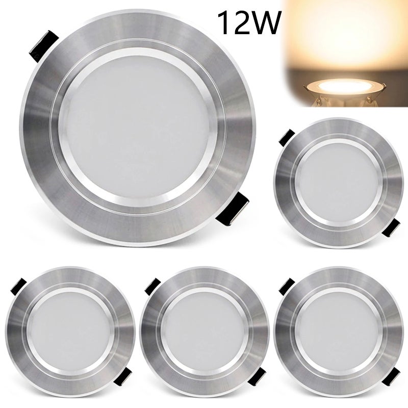 Juego de 4 luces empotrables de techo LED, Downlights LED empotrables de 12 W, focos de techo ...