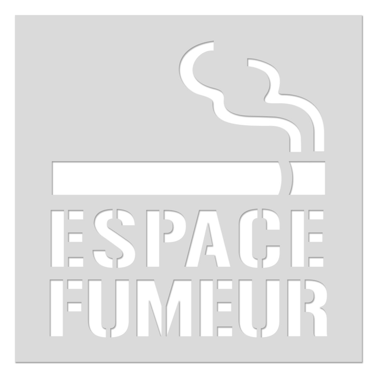 Pochoir "Espace fumeur" 600x600 mm - PVC 5 mm - Marquage officiel ...