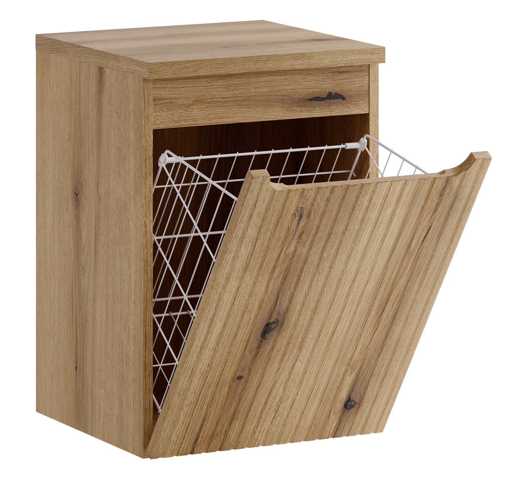 Meuble bas de salle de bain 40 cm avec panier à linge et plan NOVA ...