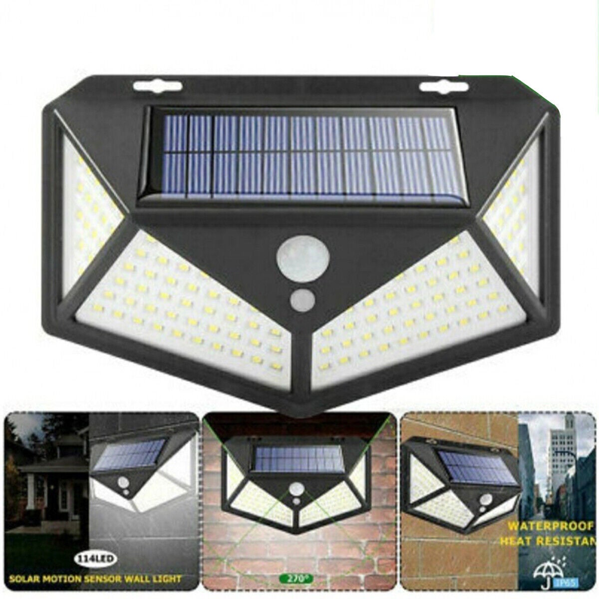 FARO FOCO 114 LED SMD PANEL SOLAR SENSOR DE MOVIMIENTO EXTERNO IP65 TE ...