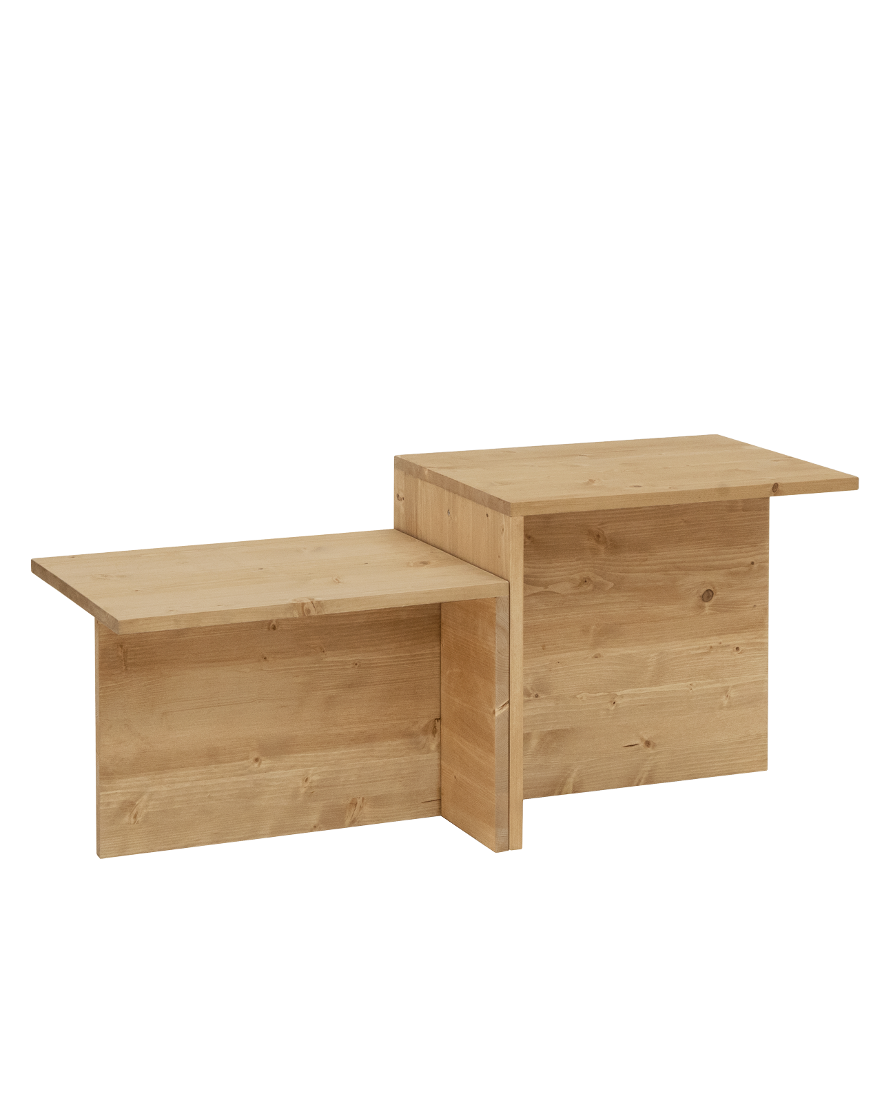 Mesa de centro de madera de abeto de 2 piezas Decowood en color roble ...