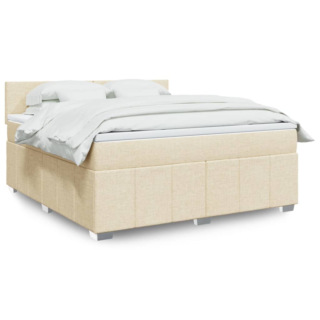 VidaXL Cama box spring con colchón tela color crema 180x200 cm | Leroy ...