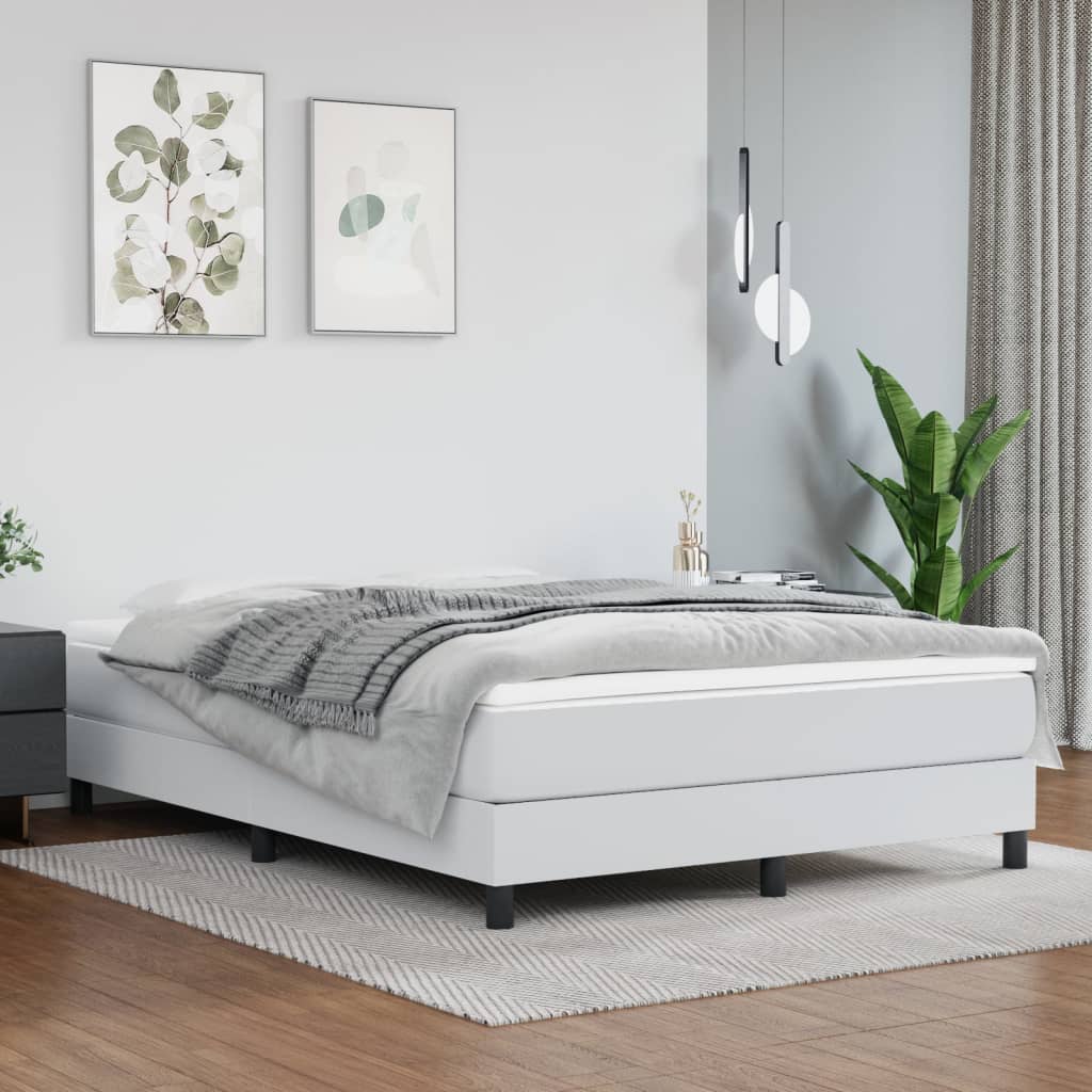 Letto boxspring con materasso Bianco 140x200 cm Ecopelle | Leroy Merlin