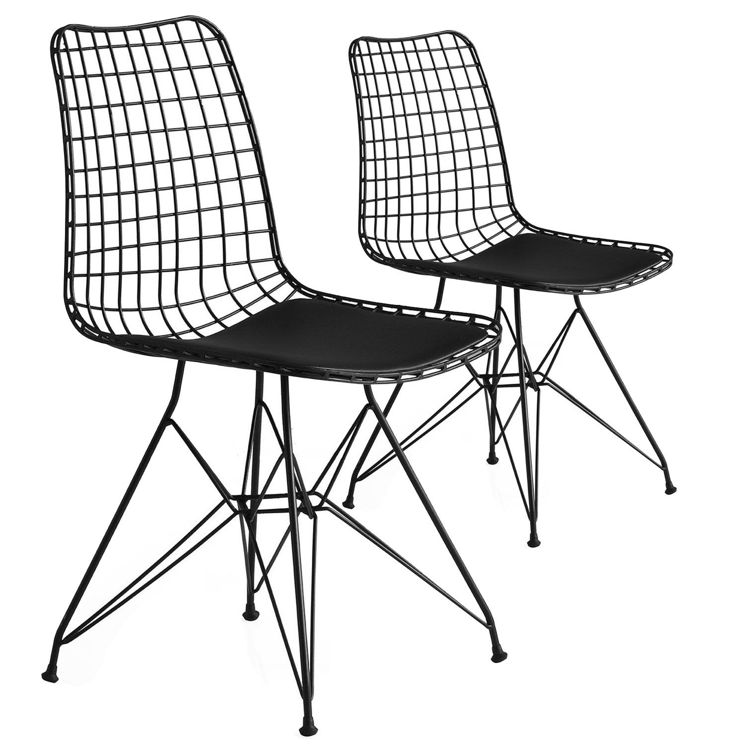 Lot de 2 chaises modernes Arkitek Métal et Cuir de vachette Noir ...