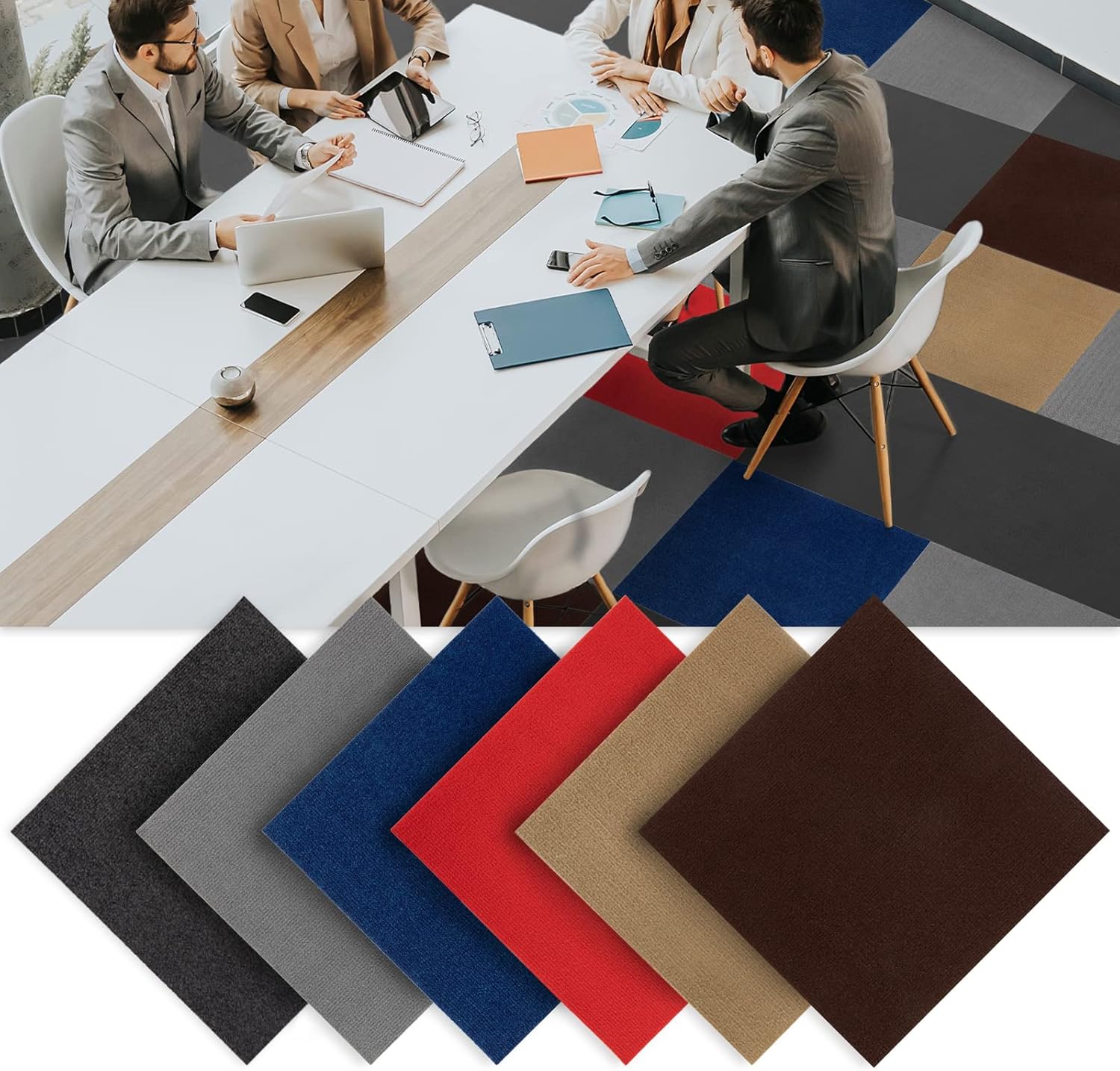 Dalles de moquette Autocollantes, Feutre aiguilleté fin, Scene, Marron ...