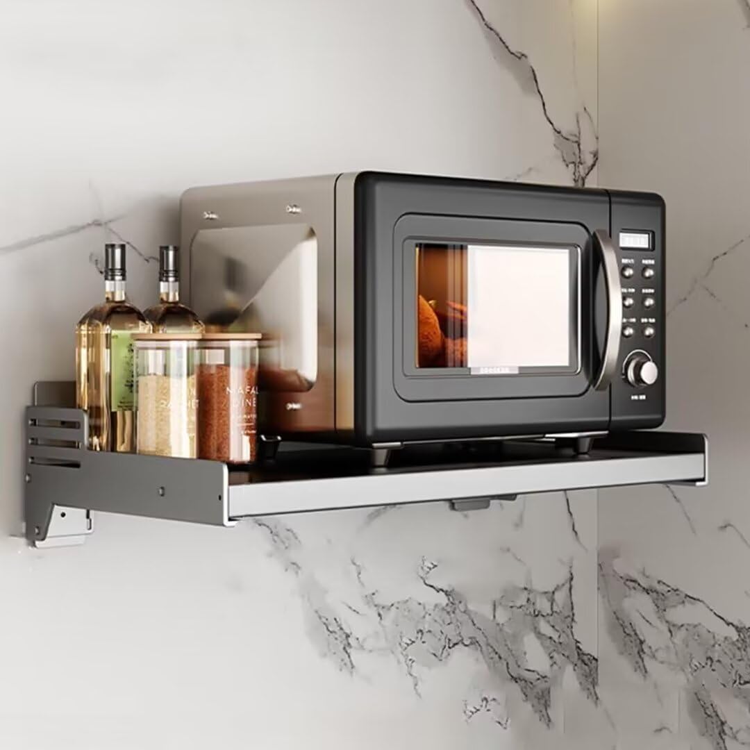 Étagère murale pour micro-ondes - En acier au carbone - Montage adhésif ...