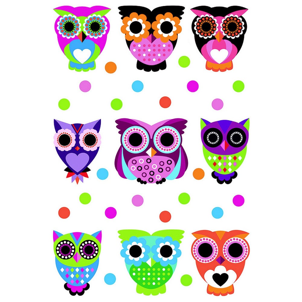 Sticker Hiboux multicolores - 1 planche 42,5 x 65 cm | Leroy Merlin