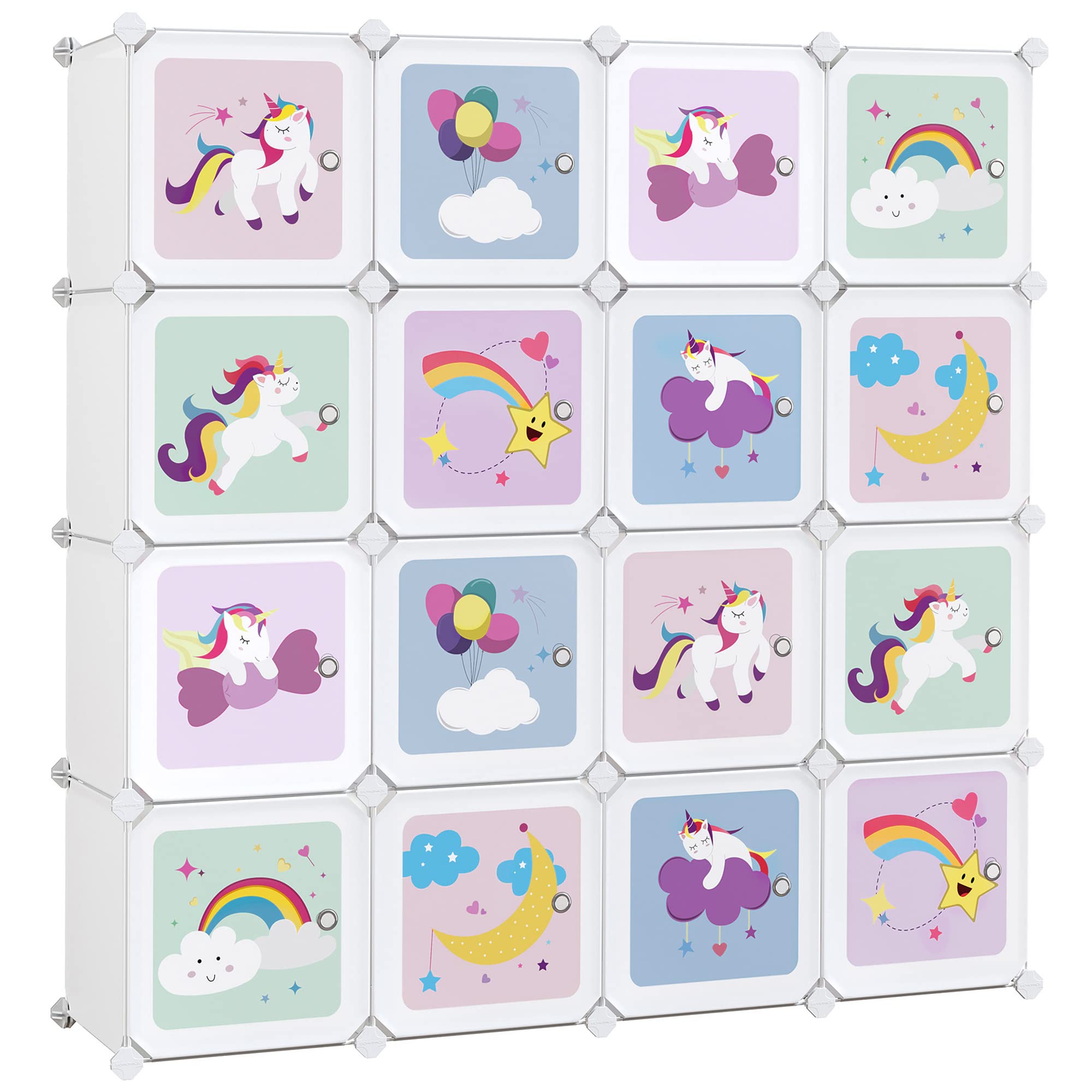 Armario modular infantil con 16 cubos y puertas - organizador de ...