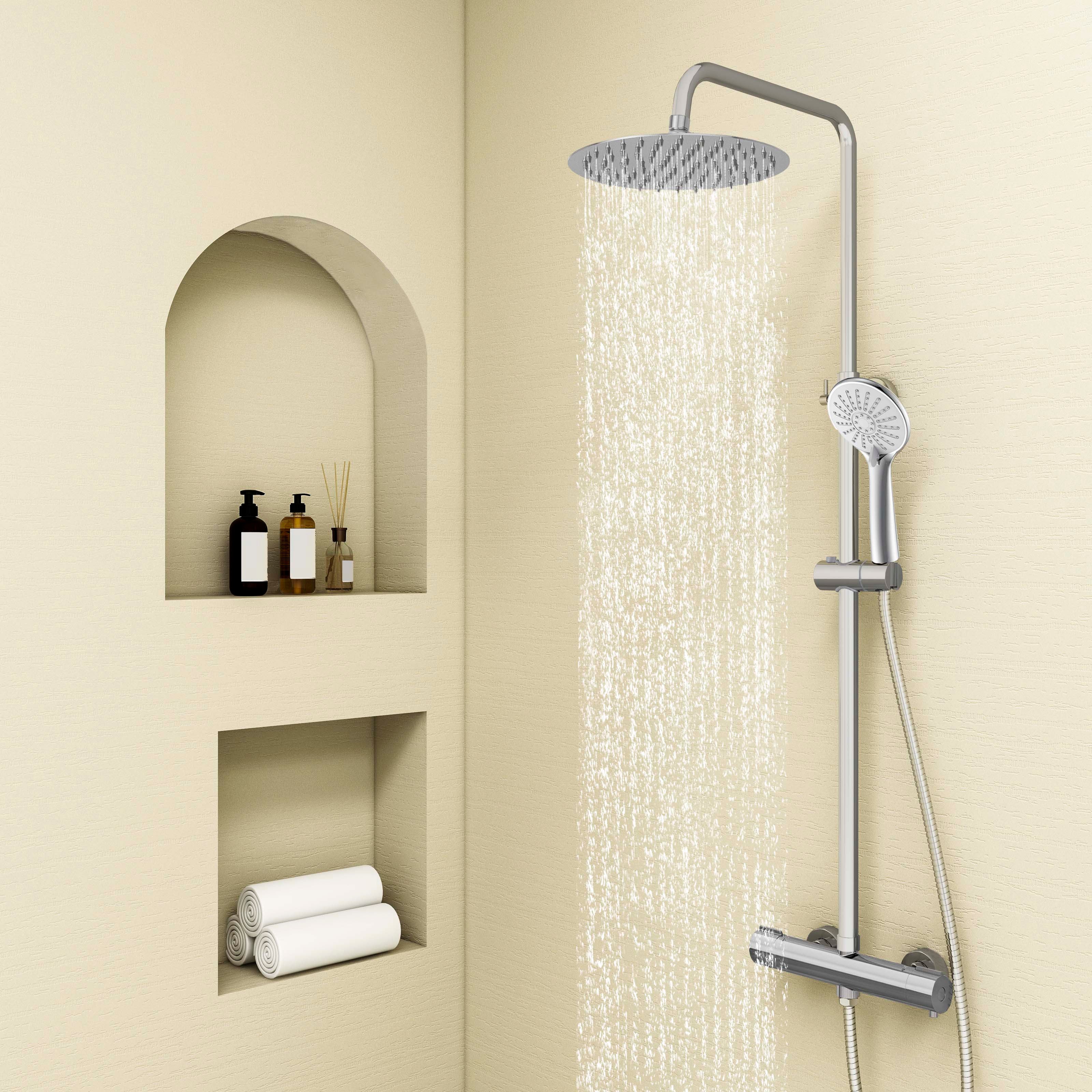 AICA Colonne de douche thermostatique, chromée réglable en hauteur ...