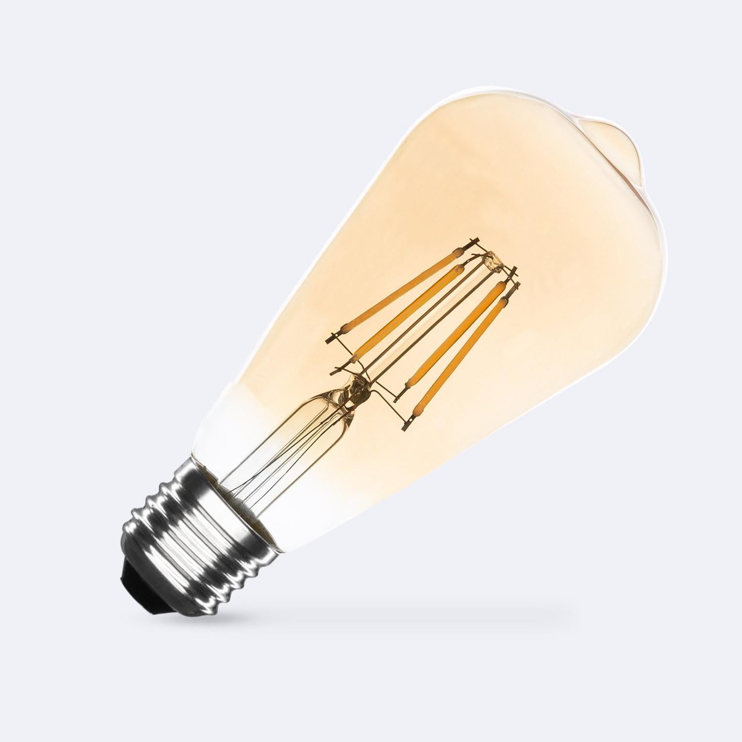 Ampoule LED Filament E27 6W 600 lm Dimmable ST64 Gold No Flicker 2700K ...