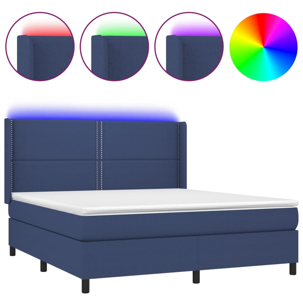 Lit Double | Lit Adulte | Sommier à lattes de lit matelas LED Bleu ...