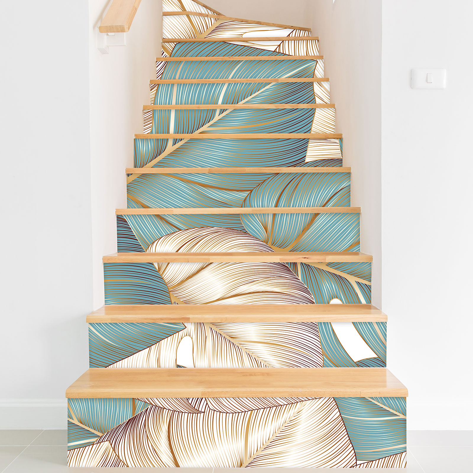 Stickers contremarches escalier - Feuilles tropicales 3617681217282 ...