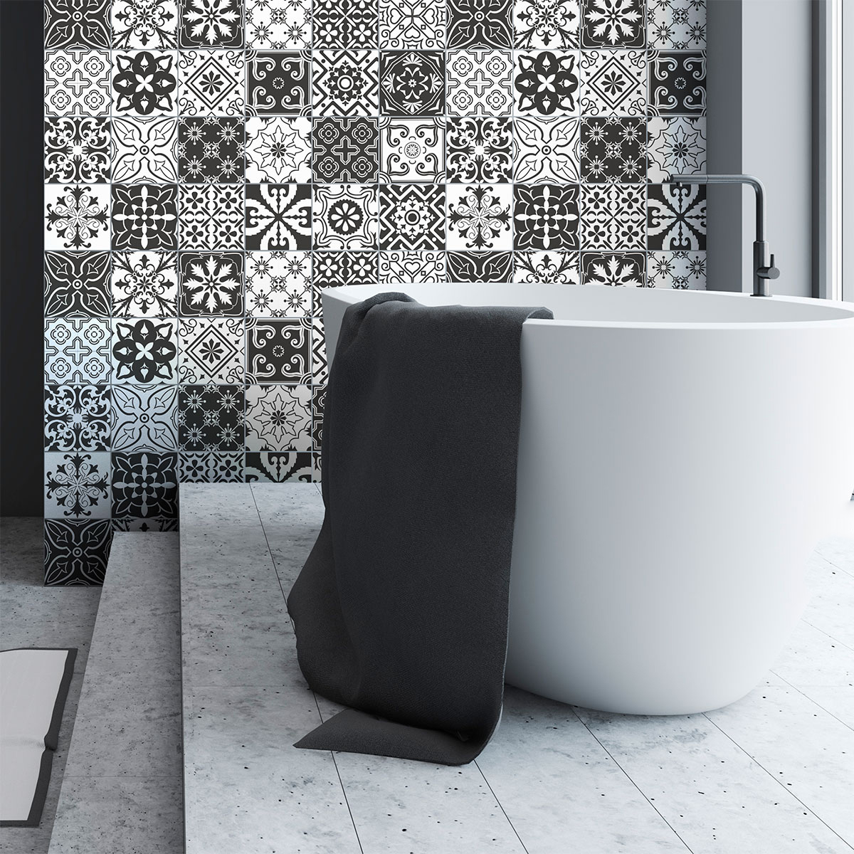 Sticker Mural Carrelage adhésif Cuisine Salle de Bain - 24 STICKERS ...