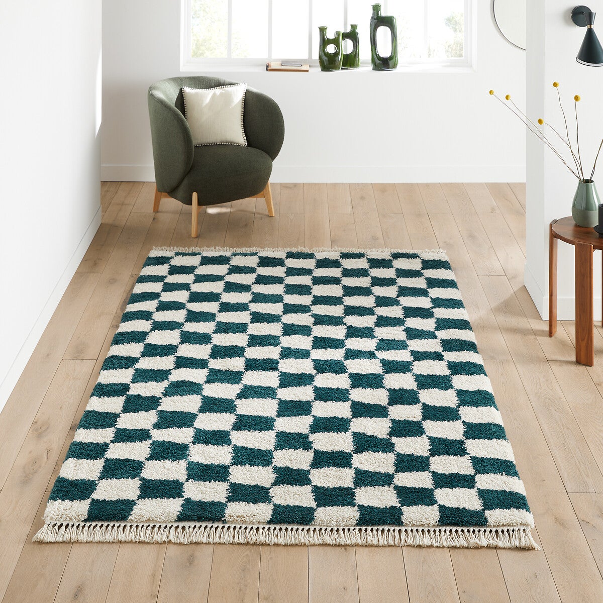 Tapis damier, Danito - Vert - 120 x 170 cm | Leroy Merlin