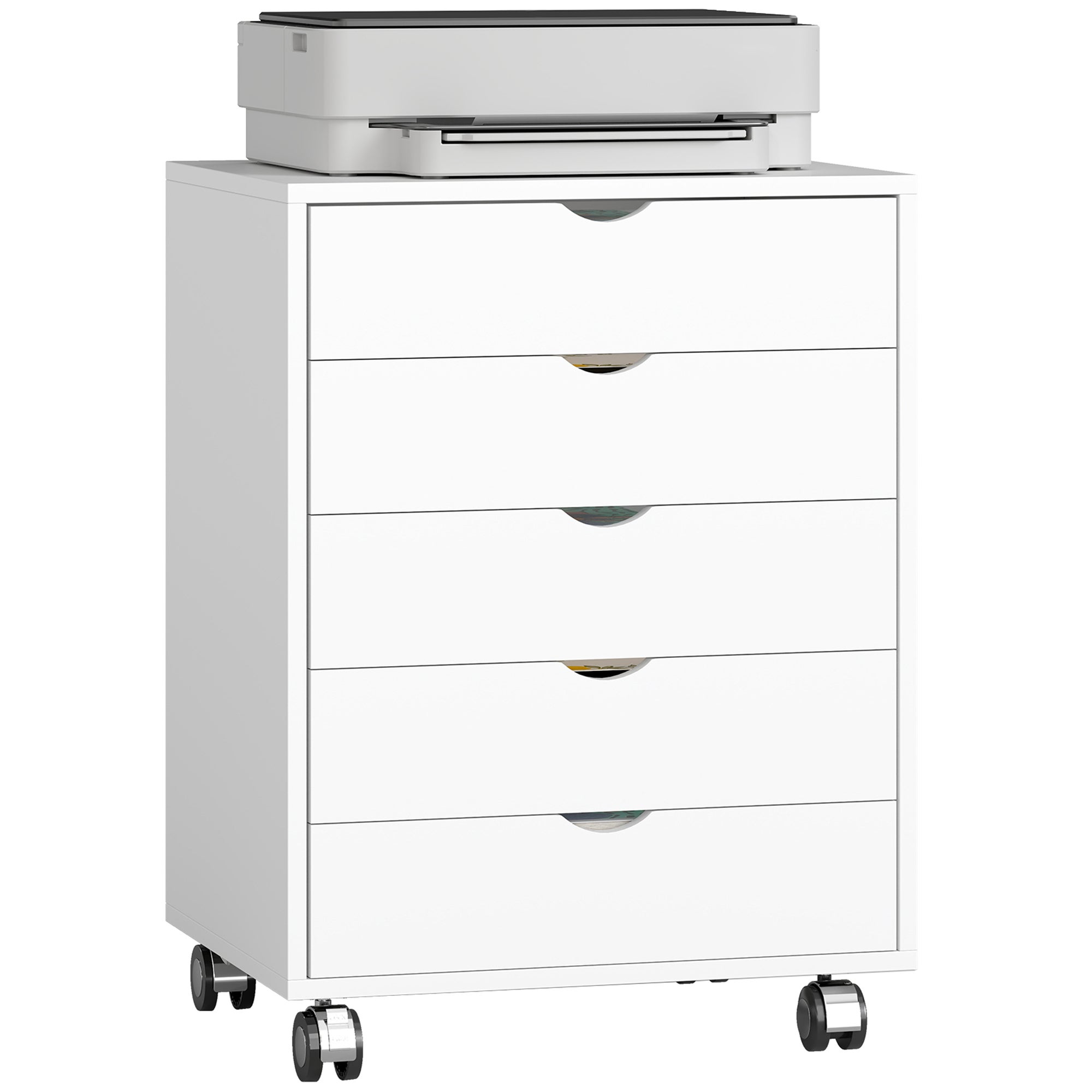 Classeur de bureau à 5 tiroirs avec roulettes et serrure,pour documents ...