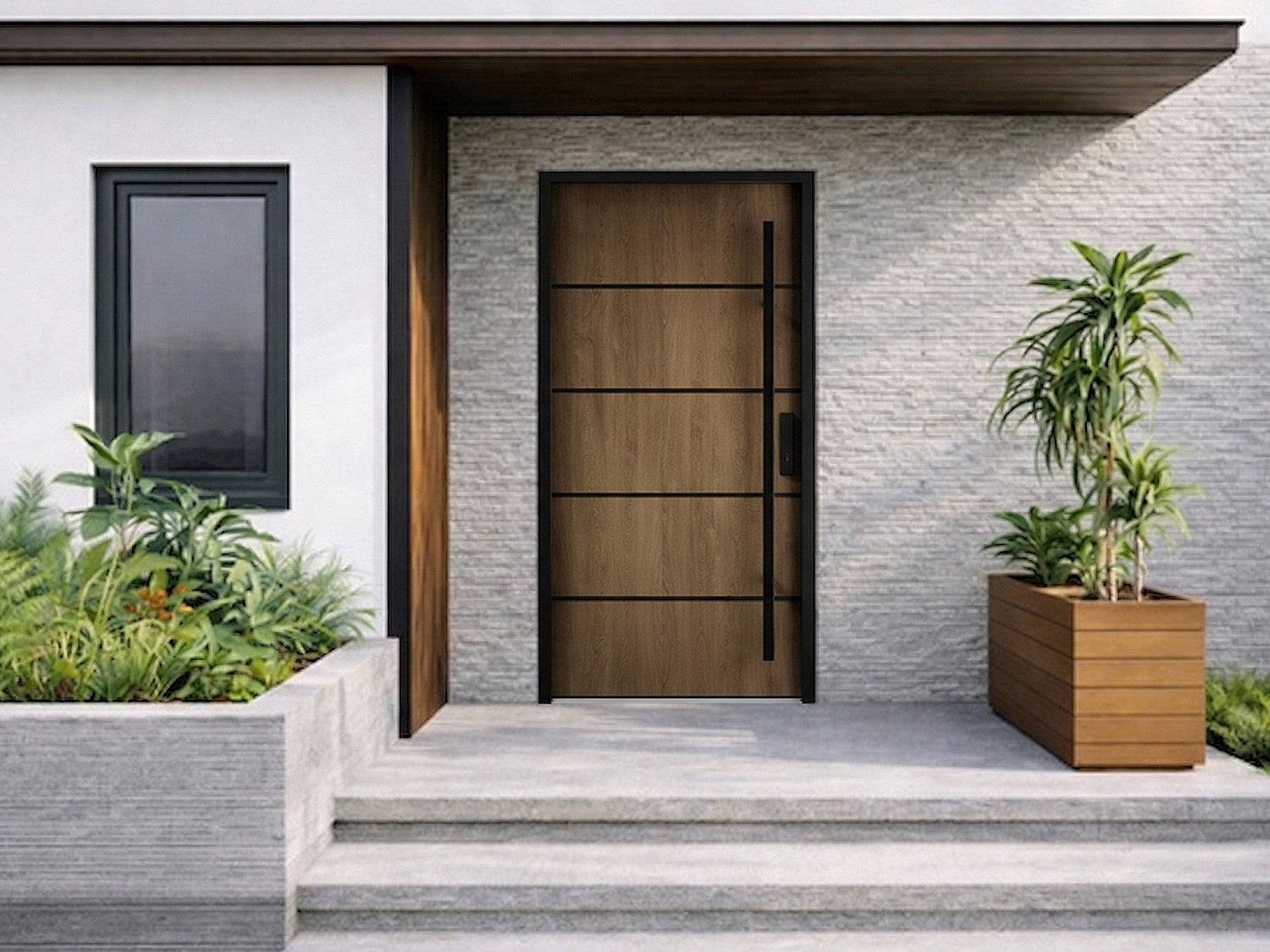 Puerta de entrada de acero macizo e inox - Alt. 207 x An. 100 cm efecto ...