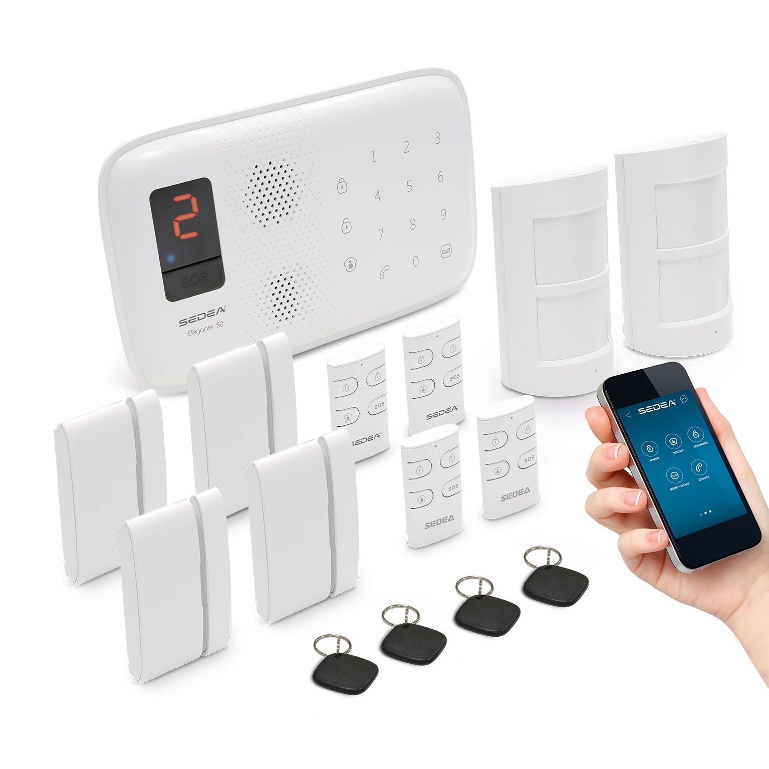 Alarme maison sans fil GSM - Elégante 50 - Pack 2 - SEDEA - 571059 ...