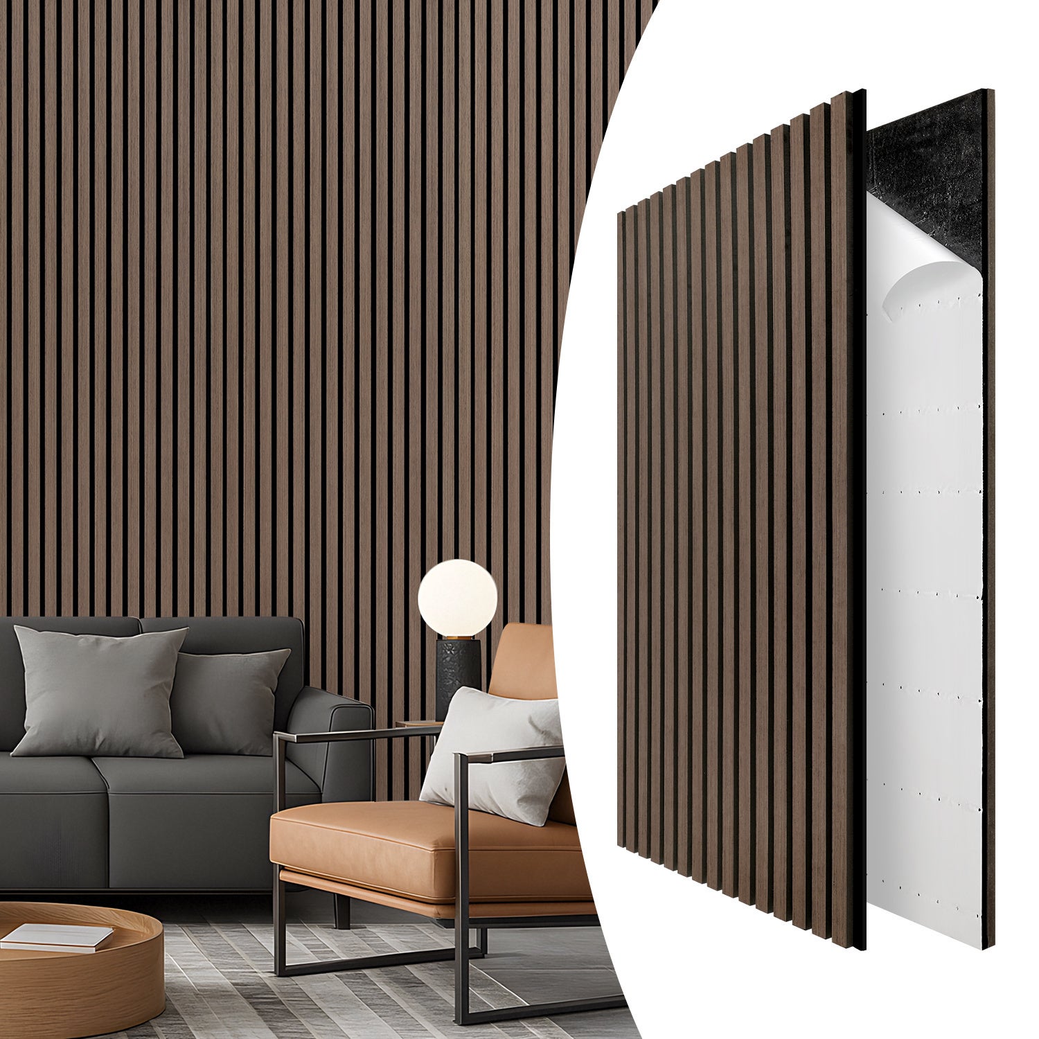 Auto-adhésif Panneau mural acoustique MDF Panneaux tasseau en placage ...