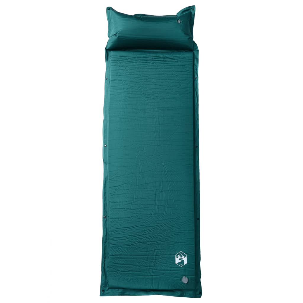 Colchón de camping autoinflable con almohada 1 persona verde CFW918603 ...