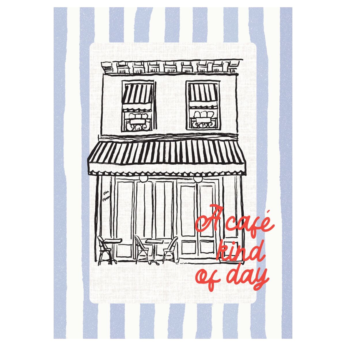Póster - Jolly and Dash - Cafe Kind of Day on Blue Stripes 30 x 40 cm ...