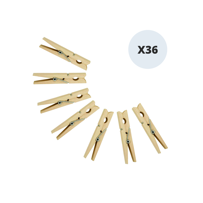 Juego de 36 pinzas para ropa de madera MSV | Leroy Merlin