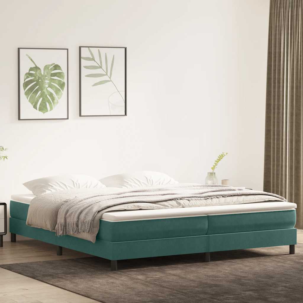VidaXL Cama box spring con colchón terciopelo verde oscuro 200x210 cm ...