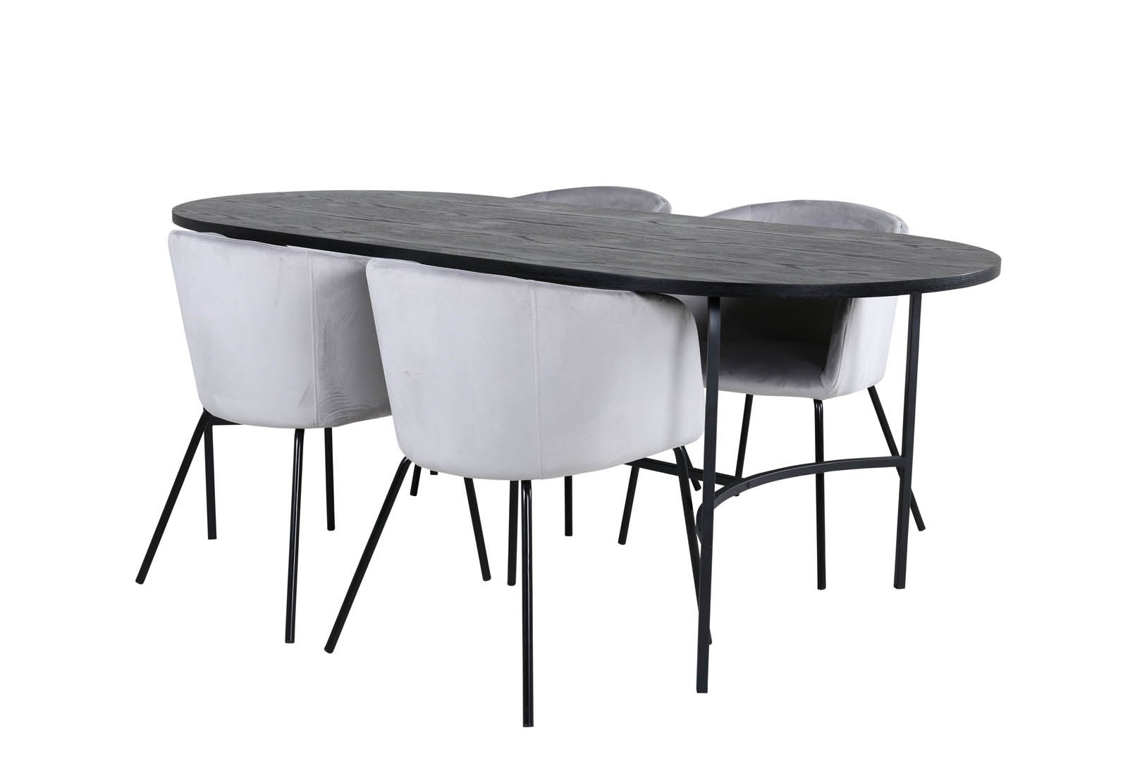 Skate ensemble table, table noir et 4 Berit chaises Velours gris ...