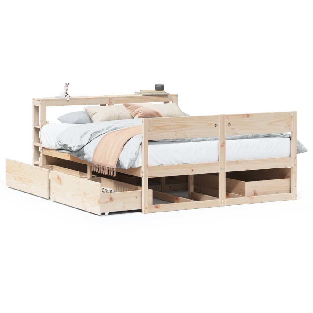 Cadre de lit sans matelas 140x200 cm bois massif de pin | Leroy Merlin