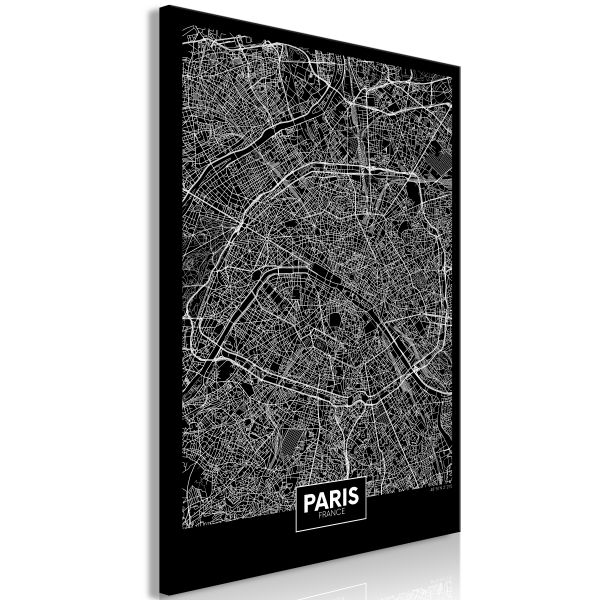 Tableau Cartes du monde Dark Map of Paris (1 Part) Vertical 40x60 cm ...