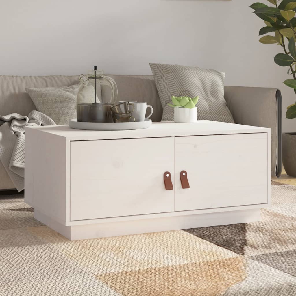 Table basse Blanc 80x50x35 cm Bois massif de pin | Leroy Merlin