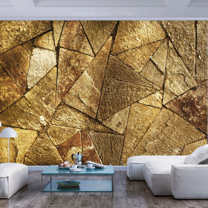 Papier Peint "Pavement Tiles Golden" 70 x 100 cm | Leroy Merlin