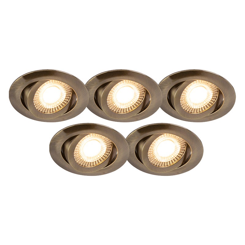 Juego de 5 focos empotrados modernos bronce con LED regulable en 3 ...