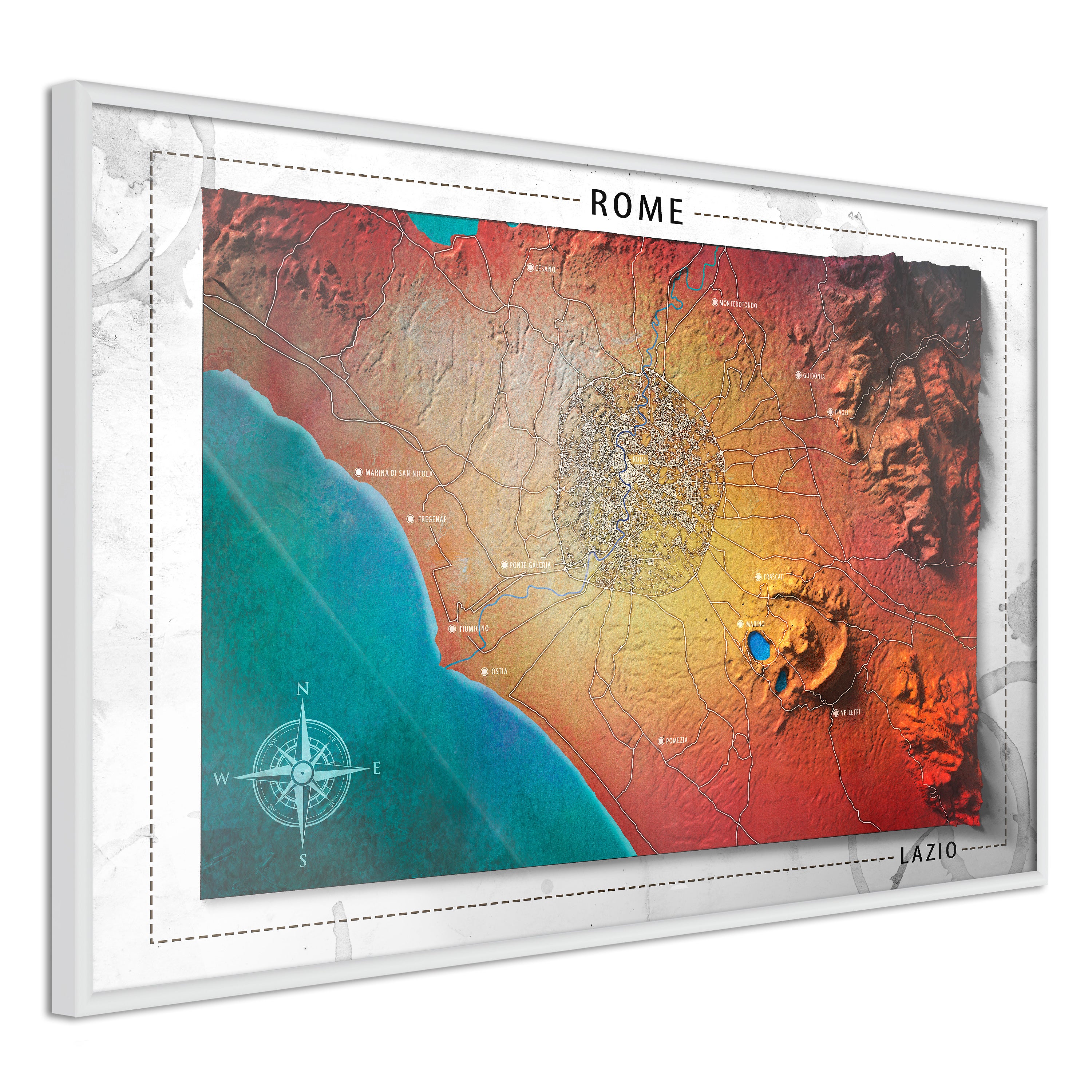 Poster et affiche - Raised Relief Map: Rome - 90x60 | Leroy Merlin