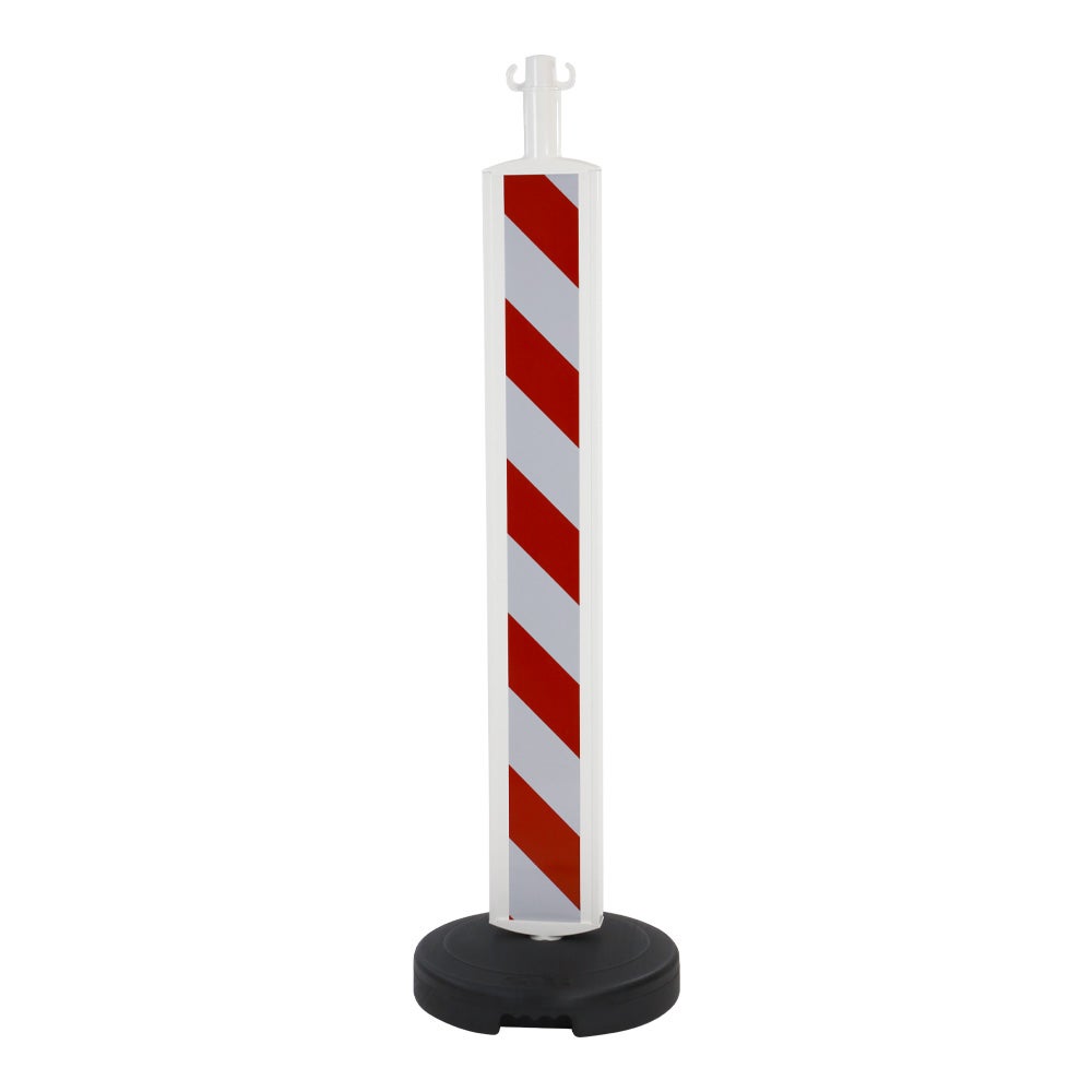 Poteau Haute visibilité Rouge/Blanc hauteur 1m sur socle à lester 9kg ...