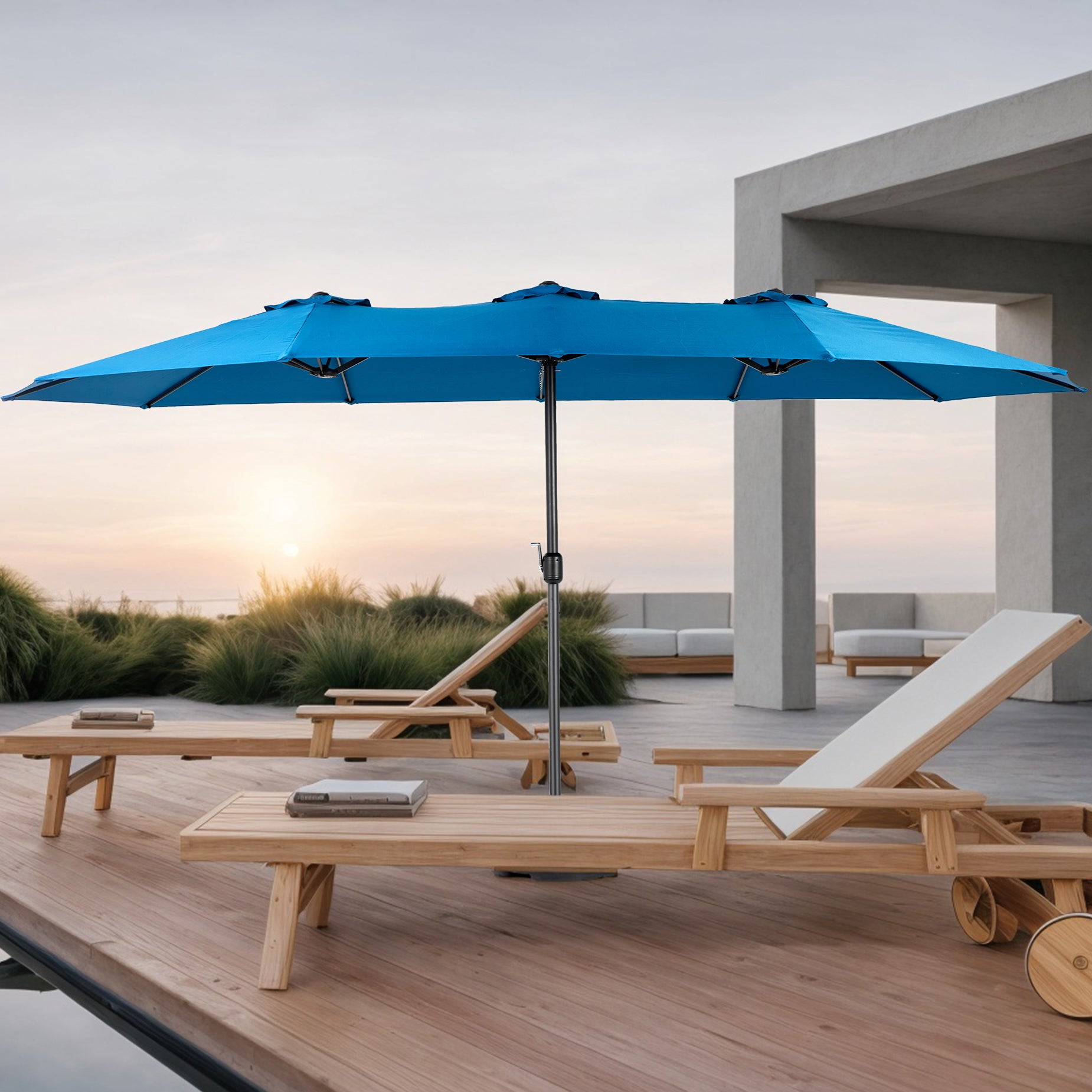 Sombrilla grande con manivela, sombrilla de exterior resistente ...