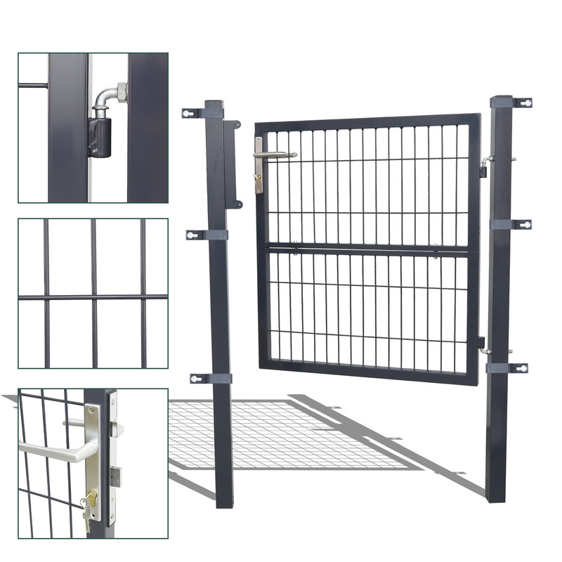 Portillon de Jardin Grillagé, en Acier Galvanisé, Clôture avec Serrure ...