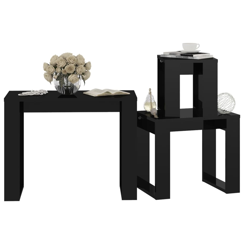 Tables gigognes 3 pcs Noir brillant | Leroy Merlin