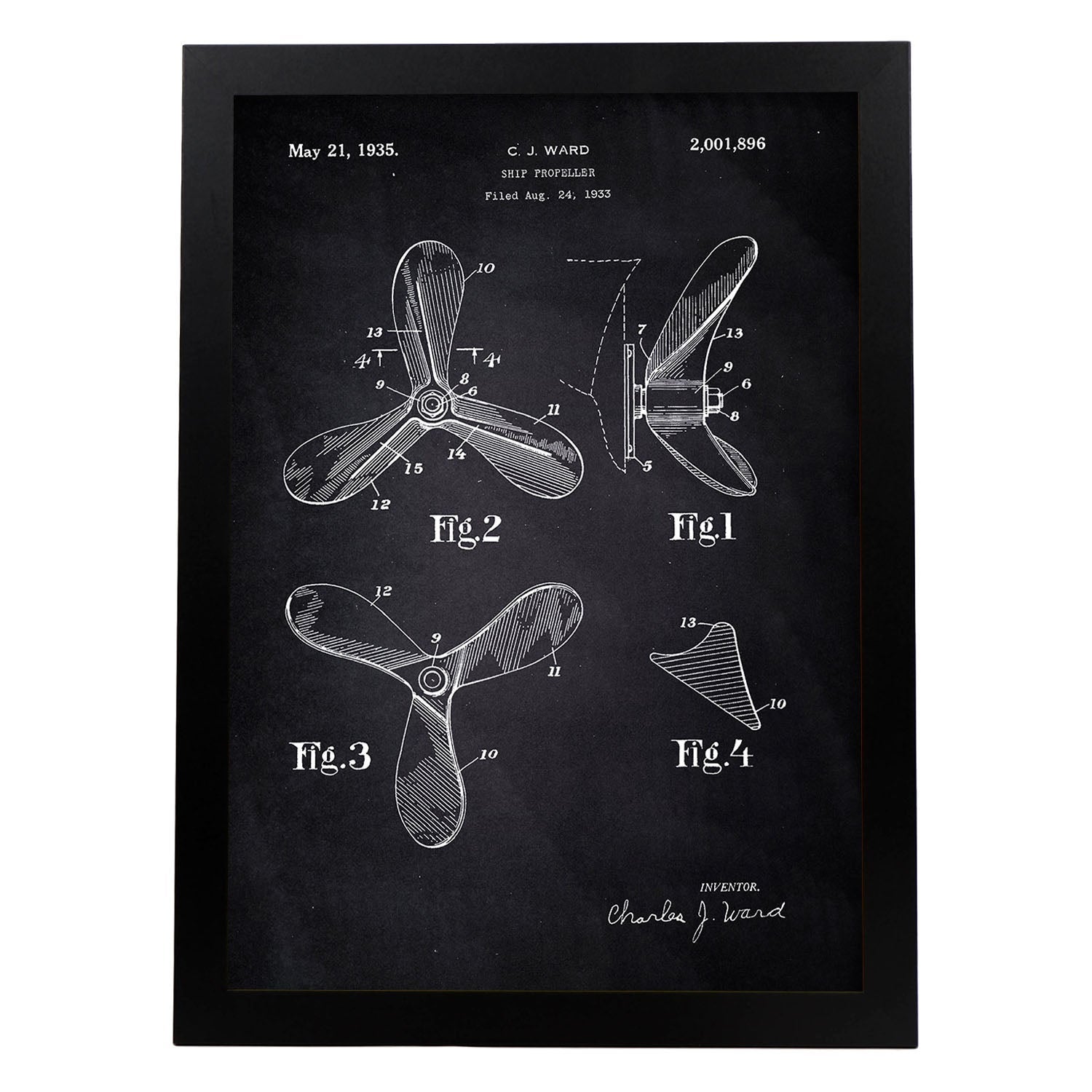 Boat Helice Patent Affiche. Lémina Avec Old Patent Design Clean Cadre ...