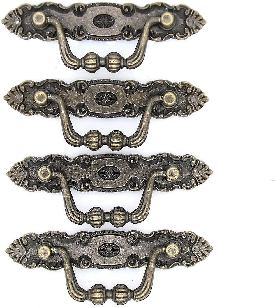 Juego de 4 tiradores de latón antiguo vintage para aparadores y armarios. Longitud: 11 cm (4,3 ...