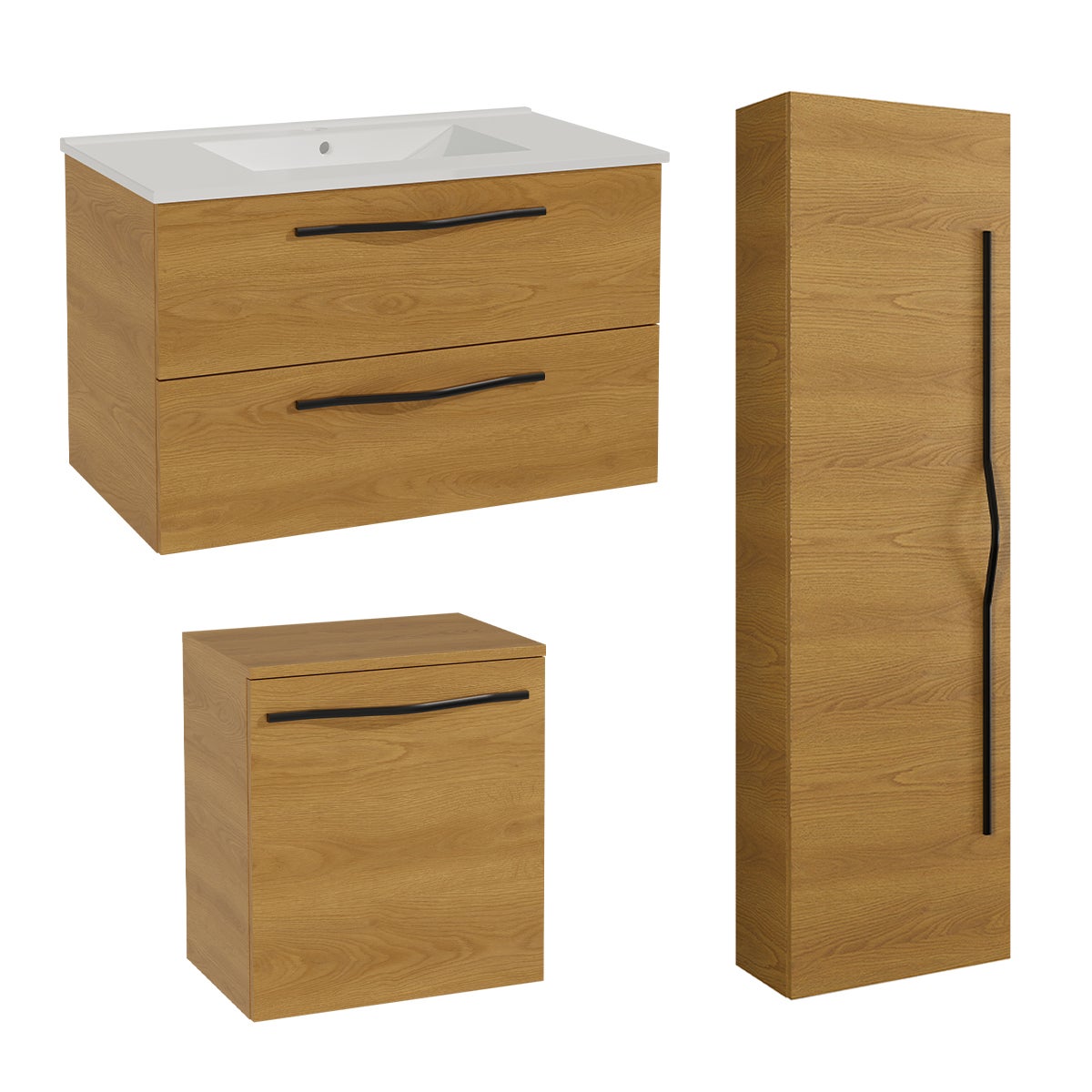 Ensemble meuble simple vasque encastrée 80 cm armoire et colonne ...