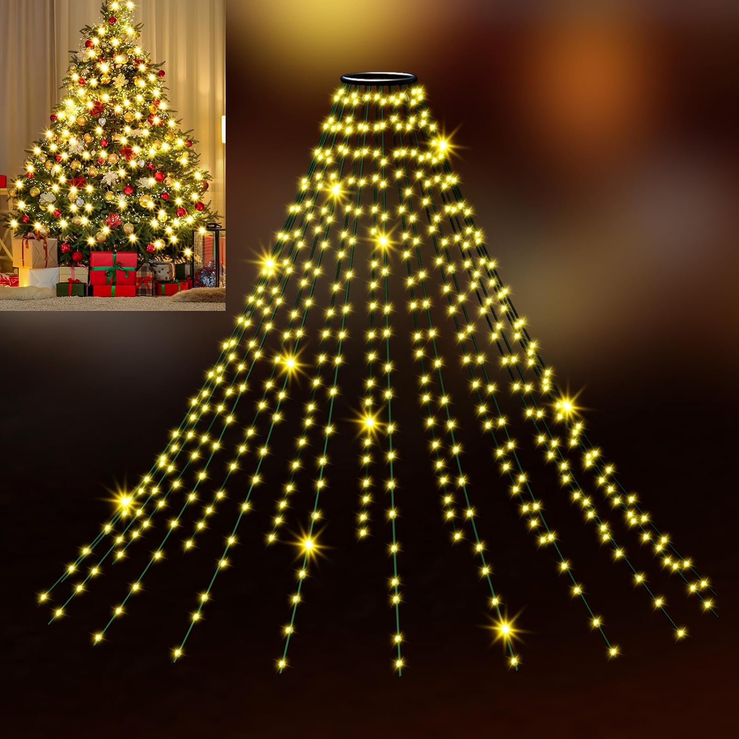 Guirnalda de luces para árbol de Navidad de 2 m (blanco cálido), 400 ...