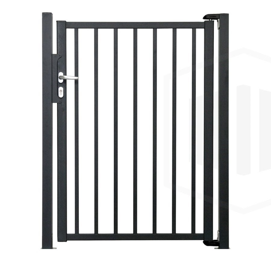 Portillon aluminium barreaudé "Pro" Haut 180 x Larg 100 cm - Gris 7016 ...
