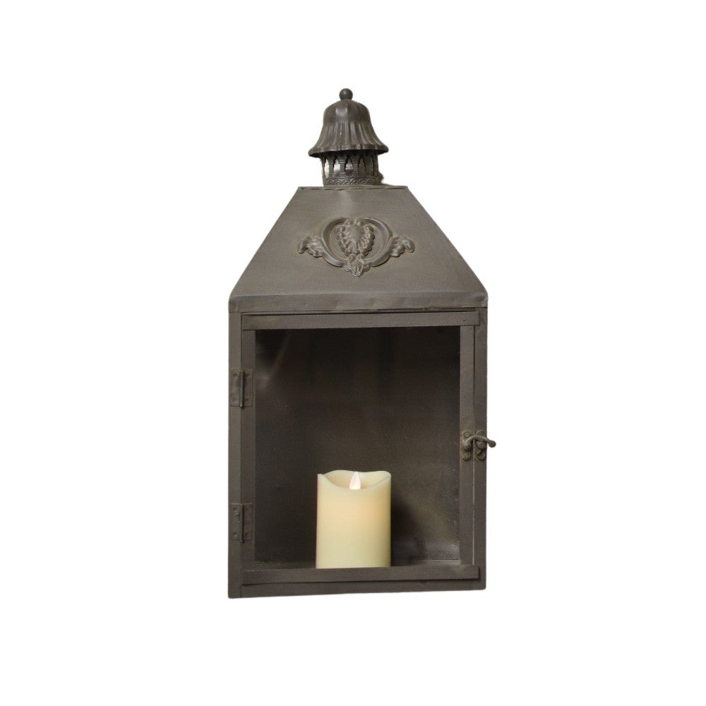 Photophore bougie lanterne extérieur mural métal verre marron 50cm ...