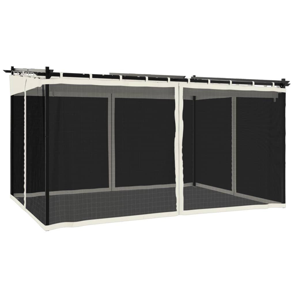 Tonnelle de jardin | Tonnelle avec parois en filet crème 4x3 m acier ...