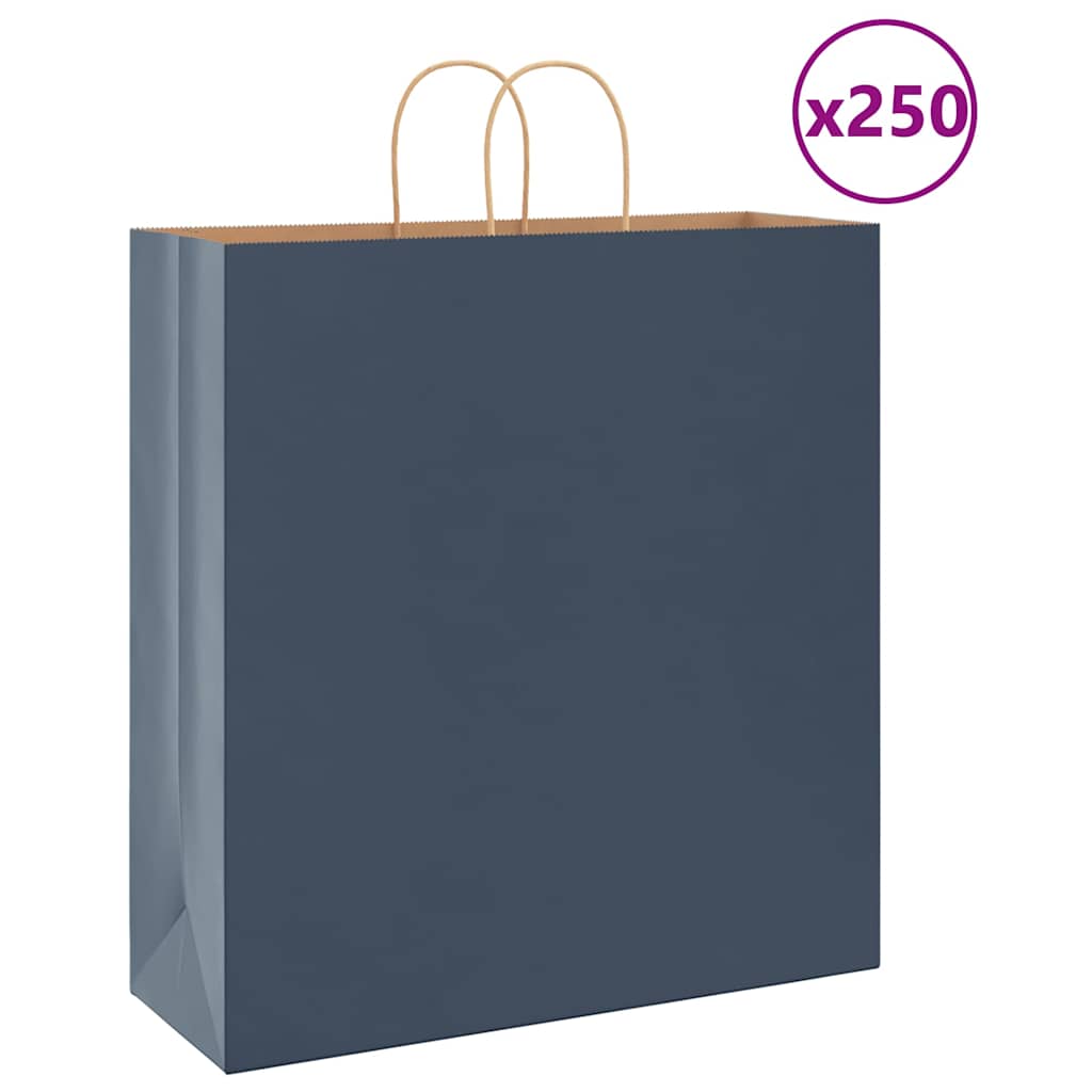 Sacs en papier kraft 250 pcs，Sacs kraft avec poignées bleu 45x17x48 cm ...