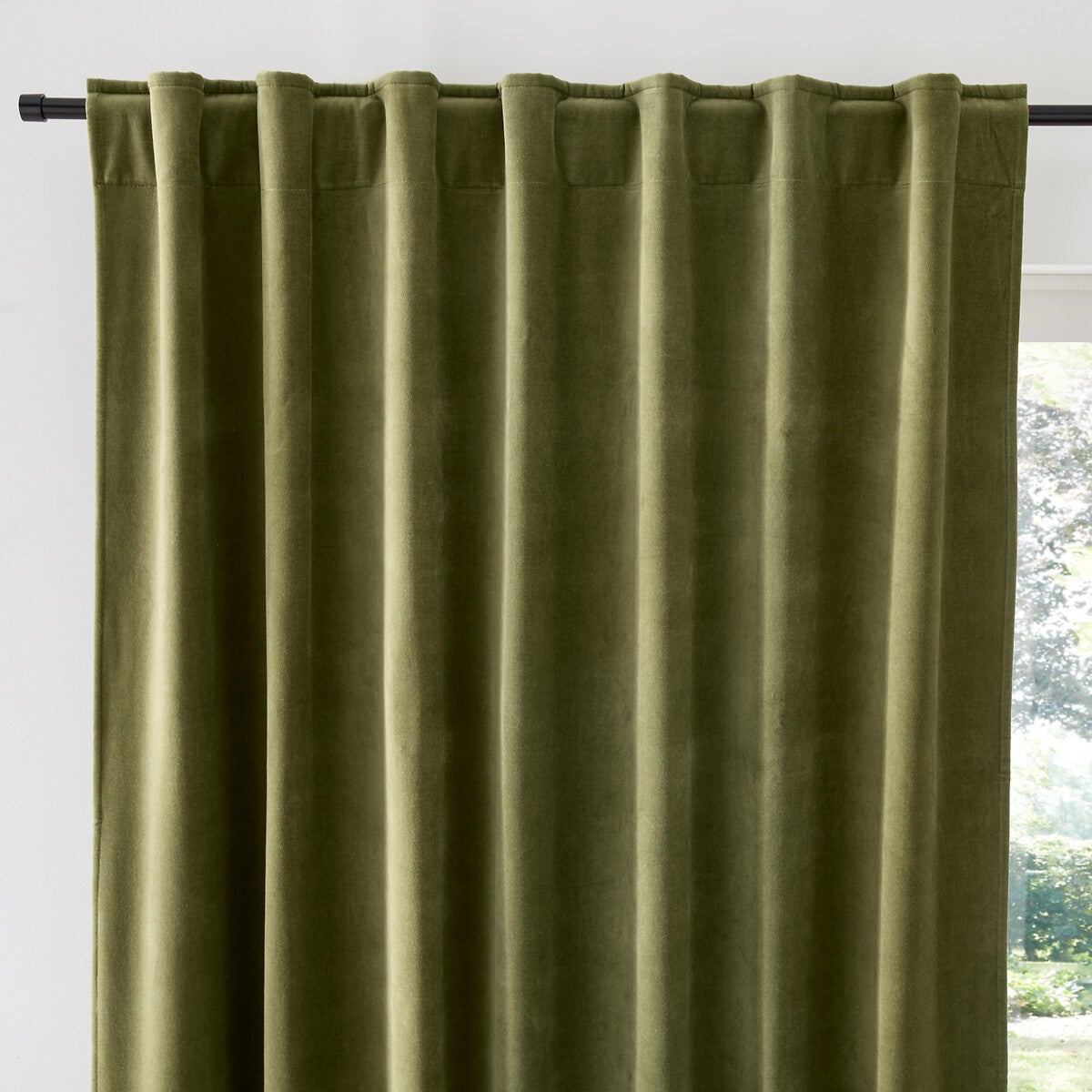 Rideau thermique velours pattes cachées, Velvet - Vert mousse - 220 x ...